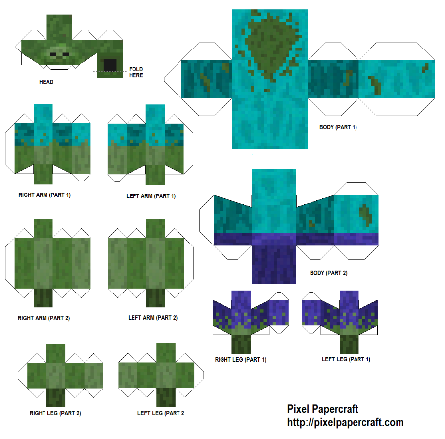 Minecraft Mutant Zombie Papercraft Paper Craft: NEW 733 MINECRAFT